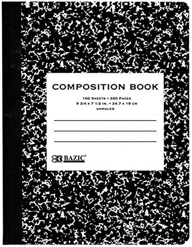 Amazon.com : BAZIC Composition Book Blue Marble Unruled Ruled 100 Sheet ...