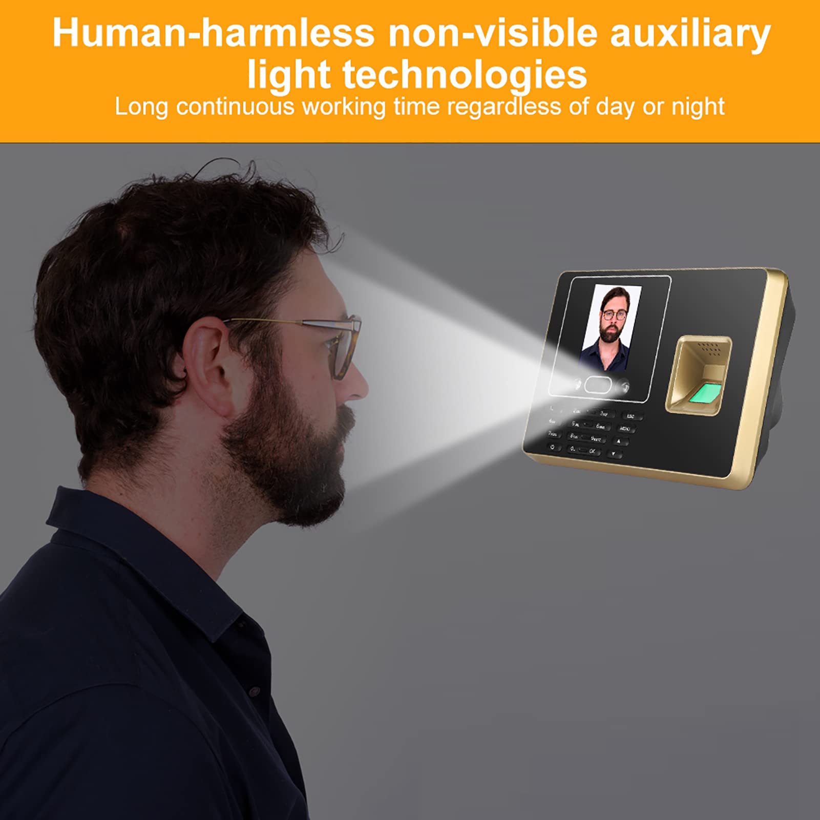 Facial And Password Fingerprint Attendance Machine ID Card Wide ...