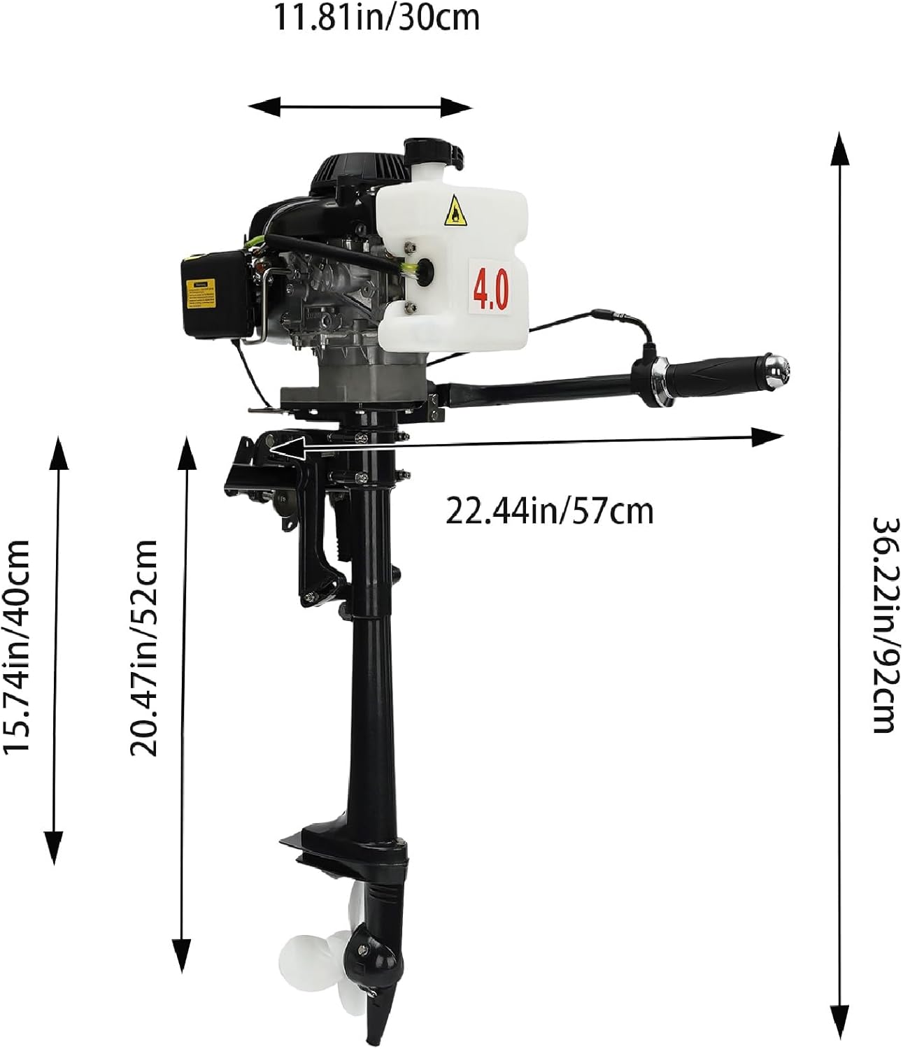 Motor fuera de borda de 4 tiempos y 4 Hp, motor de barco de pesca inflable con sistema de ...