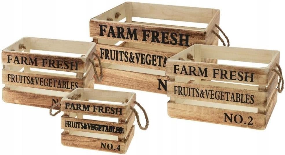 4 Rustic Old Farm Style Boxes Storage & Decoration 4 Different Sizes ...