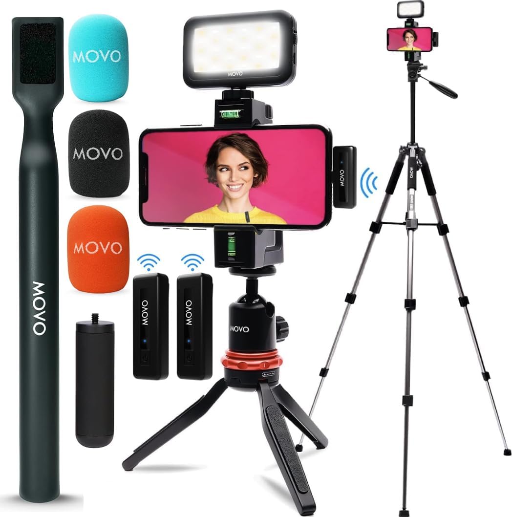 Amazon.com: Movo iVlogger Wireless Vlogging Kit for iPhone with Dual Wireless iPhone Microphone ...