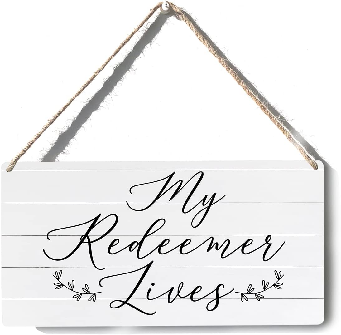 Amazon.com: Bible Verse Sign Decor My Redeemer Lives Wooden Sign Plaque ...