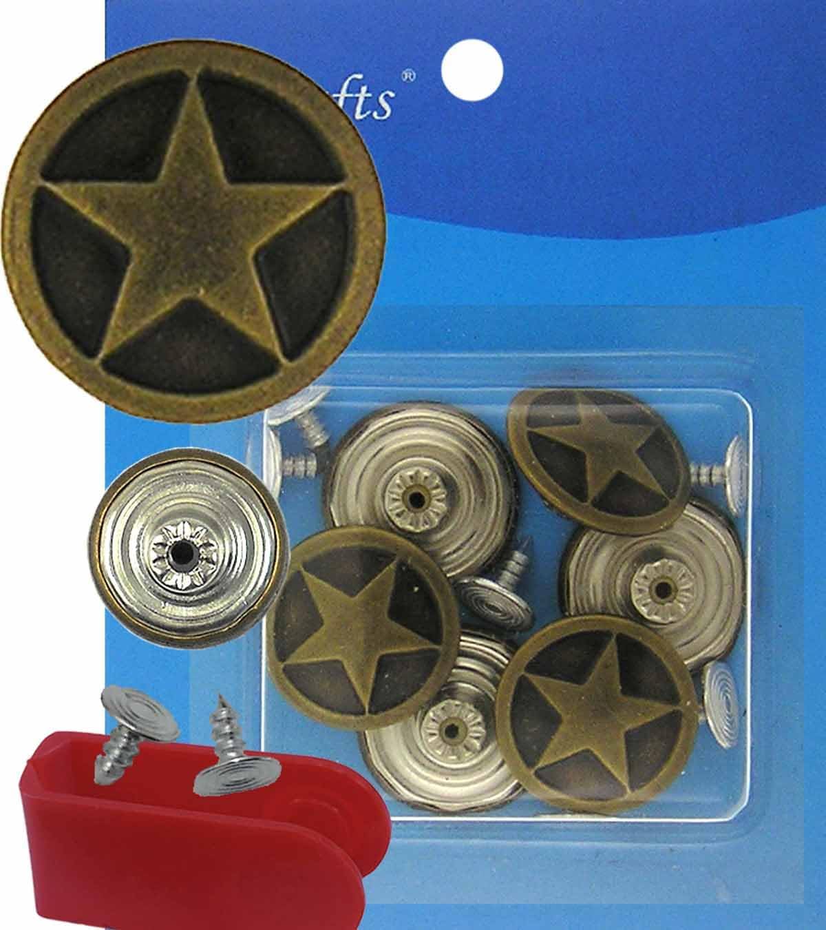 Amazon.com: -20 mm No-Sew Jean Tack Buttons STR (20mm Ranger Star Brass ...