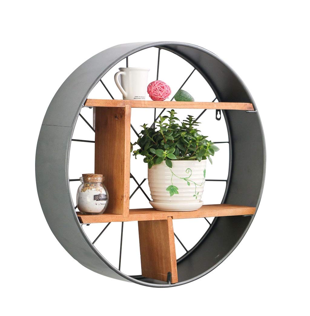 Yqp Round Wall Shelf Unit Industrial Wind Wrought Iron Round ...