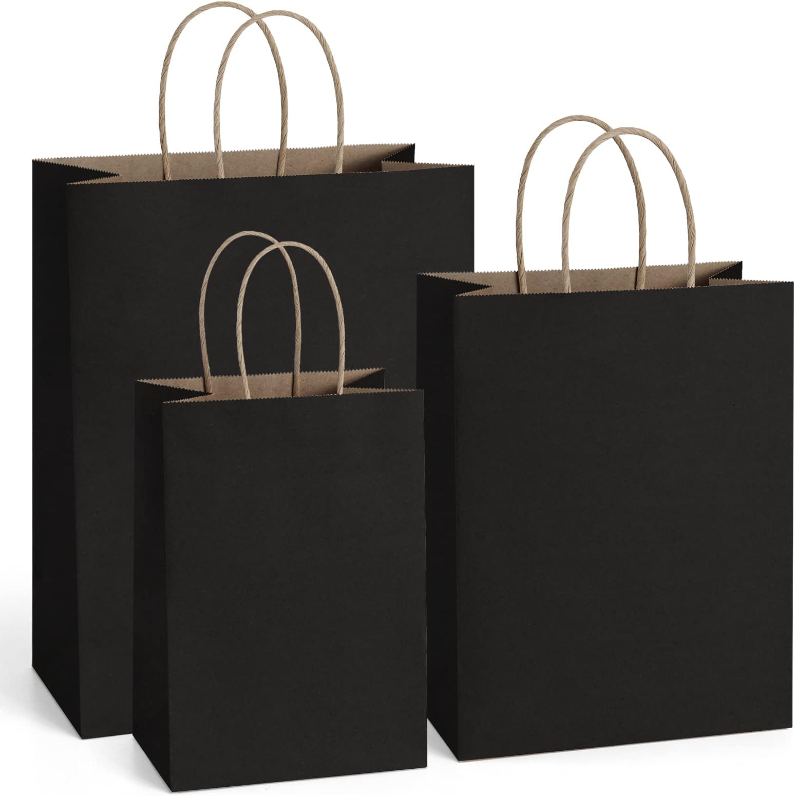 Amazon.com: Qutuus Black Paper Bags with Handles - 100 Pcs 8x4.5x10 ...