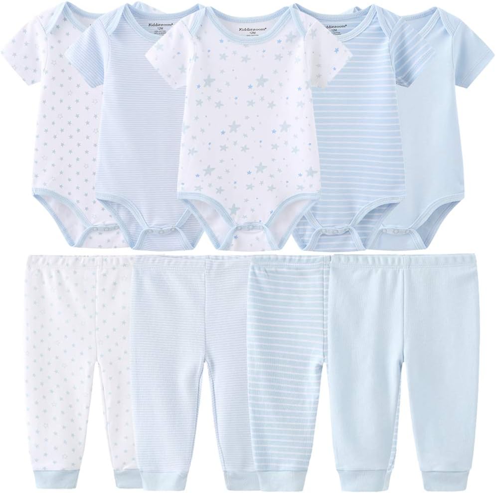 Amazon.com: Baby Layette Set Baby Boys' 9-Piece Bodysuits Pants Set ...