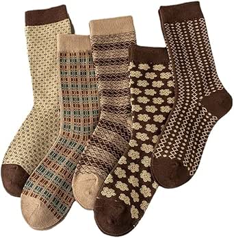 Amazon.com: Ordabi 5 Pairs Vintage Crew Socks Downtown Girl Aesthetic ...