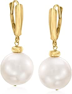 Amazon.com: Ross-Simons 11.5-12.5mm Cultured Pearl Drop Earrings in 14kt Yellow Gold: Clothing ...