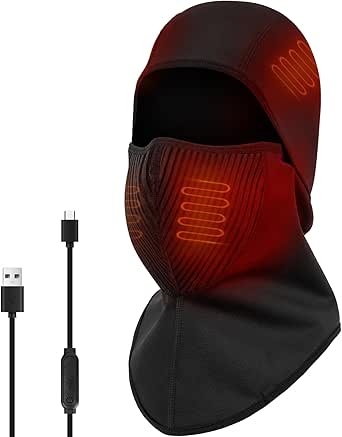 V.Step Heated Balaclava, USB Wire Control Heated Ski Mask with Timer ...