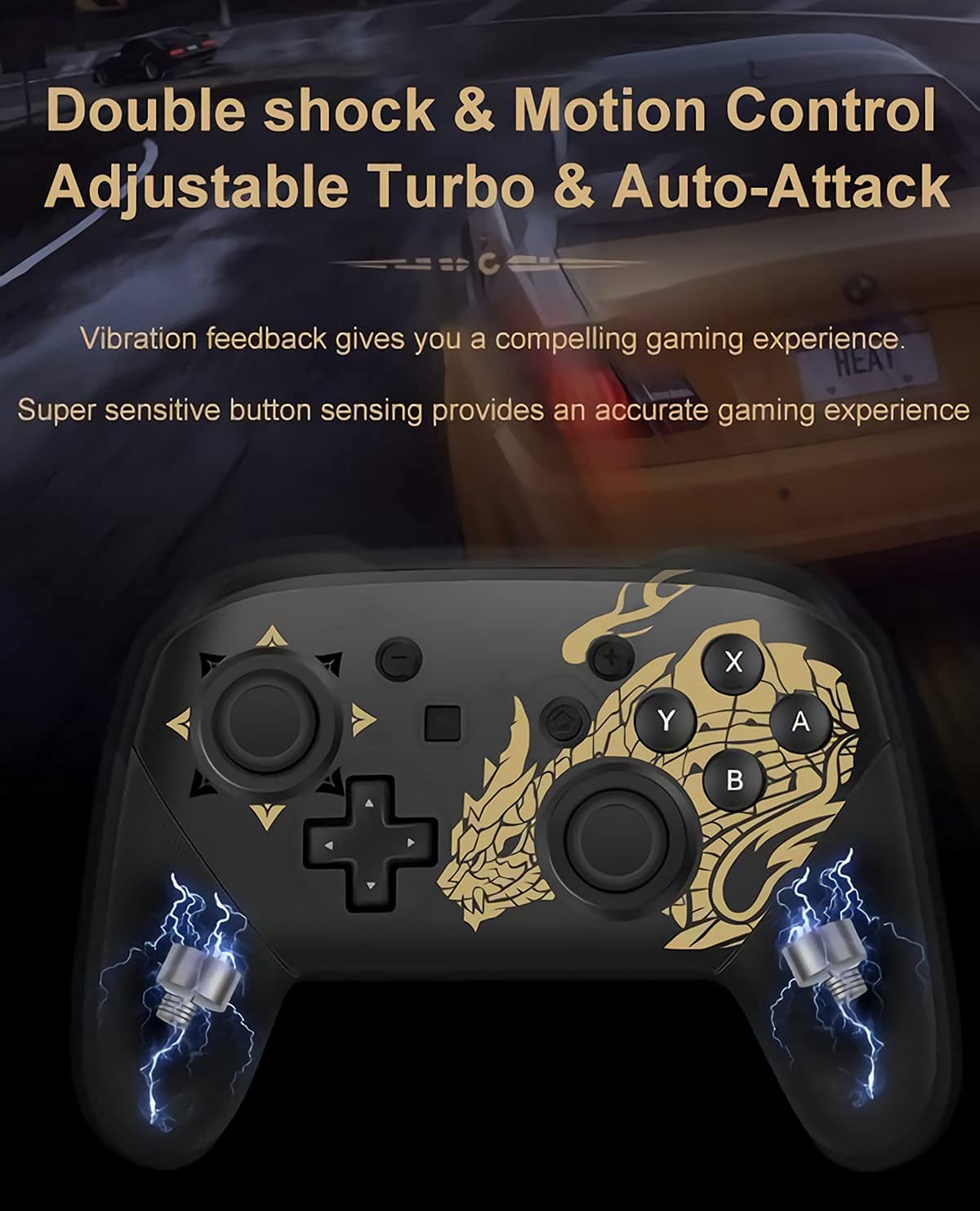 Switch Pro Controller, Enhanced Wireless Controller with Dual Vibration ...