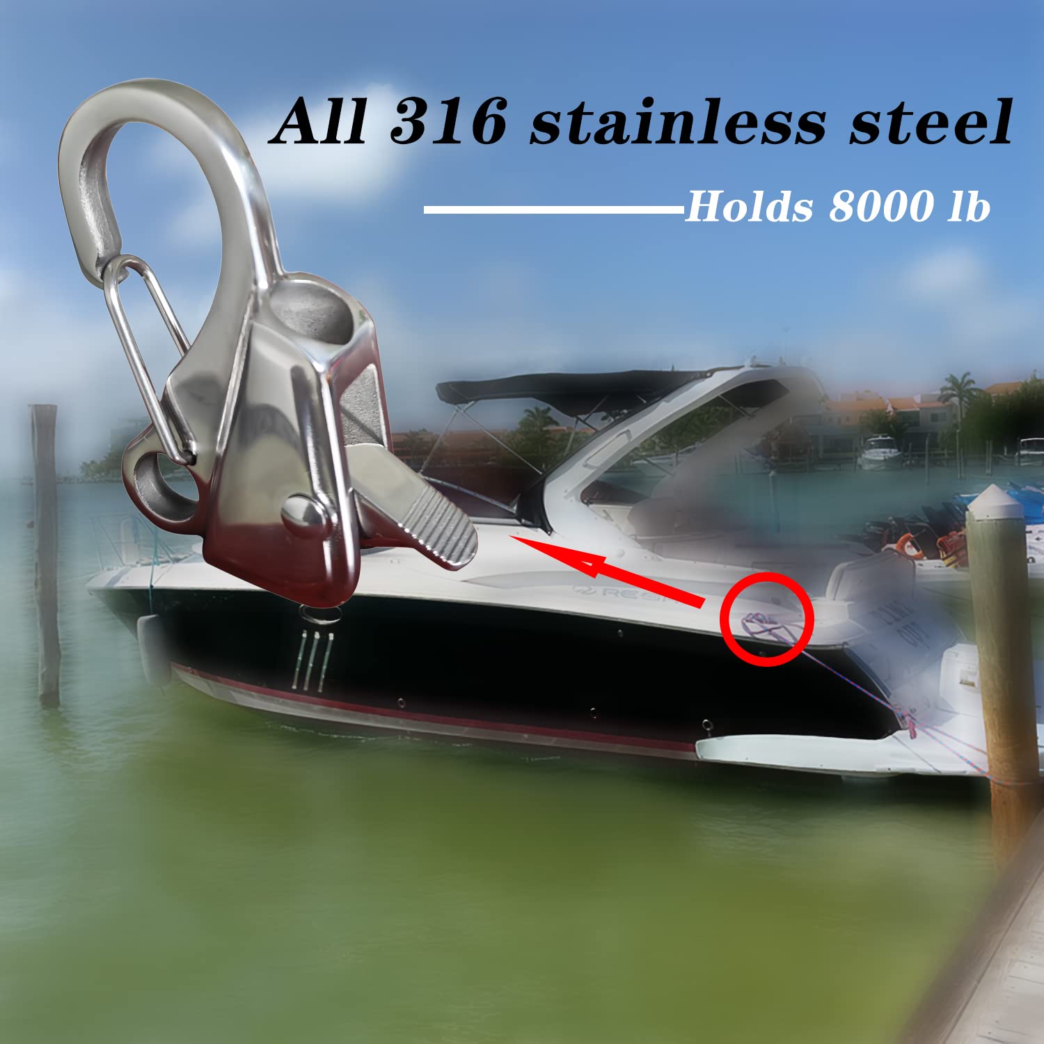 Boat Anchor Hook Braided Bumper 2-Piece 316 Stainless Boat Anchor ...