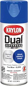Krylon K08820007 'Dual' Superbond Paint and Primer, Gloss True Blue, 12 ...