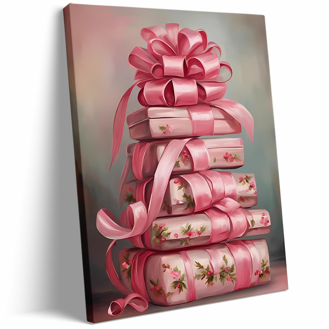 Amazon.com: Framed Pink Christmas Wall Art Pink Vintage Christmas ...