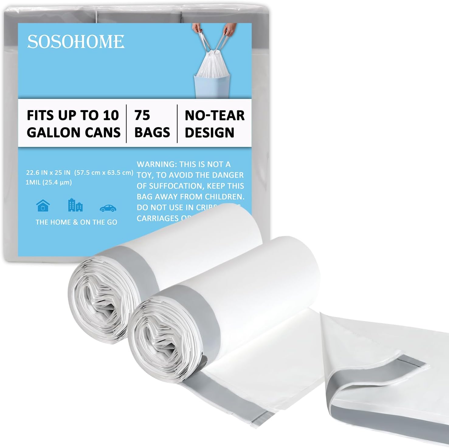 10 Gallon Trash Bags - 18 Micron Ultra Thick Strong Clear Medium Size ...