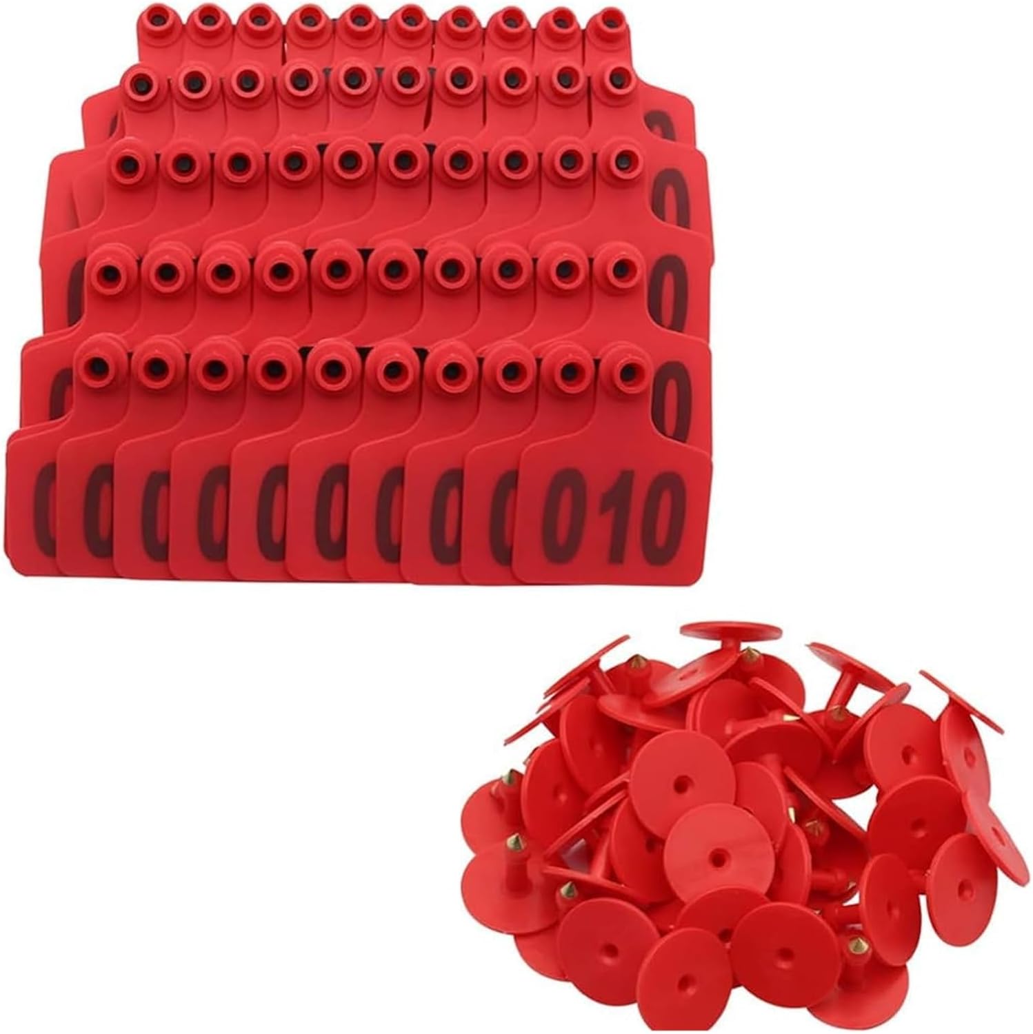 Amazon.co.jp: 家畜用イヤータグ 耳札 牛 001-100 -901-1000 プラスチック製家畜動物タグ(Red,201-300 ...