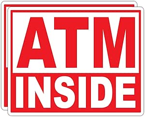 Amazon.com - ATM Inside Large 8x10 Vinyl Sticker/Decal/Label ATM ...