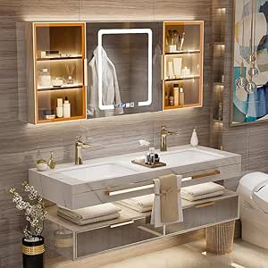 Amazon.com: LUTHXAY 88 Inch Double Sink Bathroom Vanity, Bathroom ...