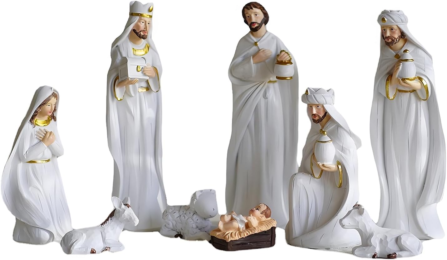 AAHIFIT 9 Pieces Nativity Set for Christmas Indoor, Real Nativity Scene ...