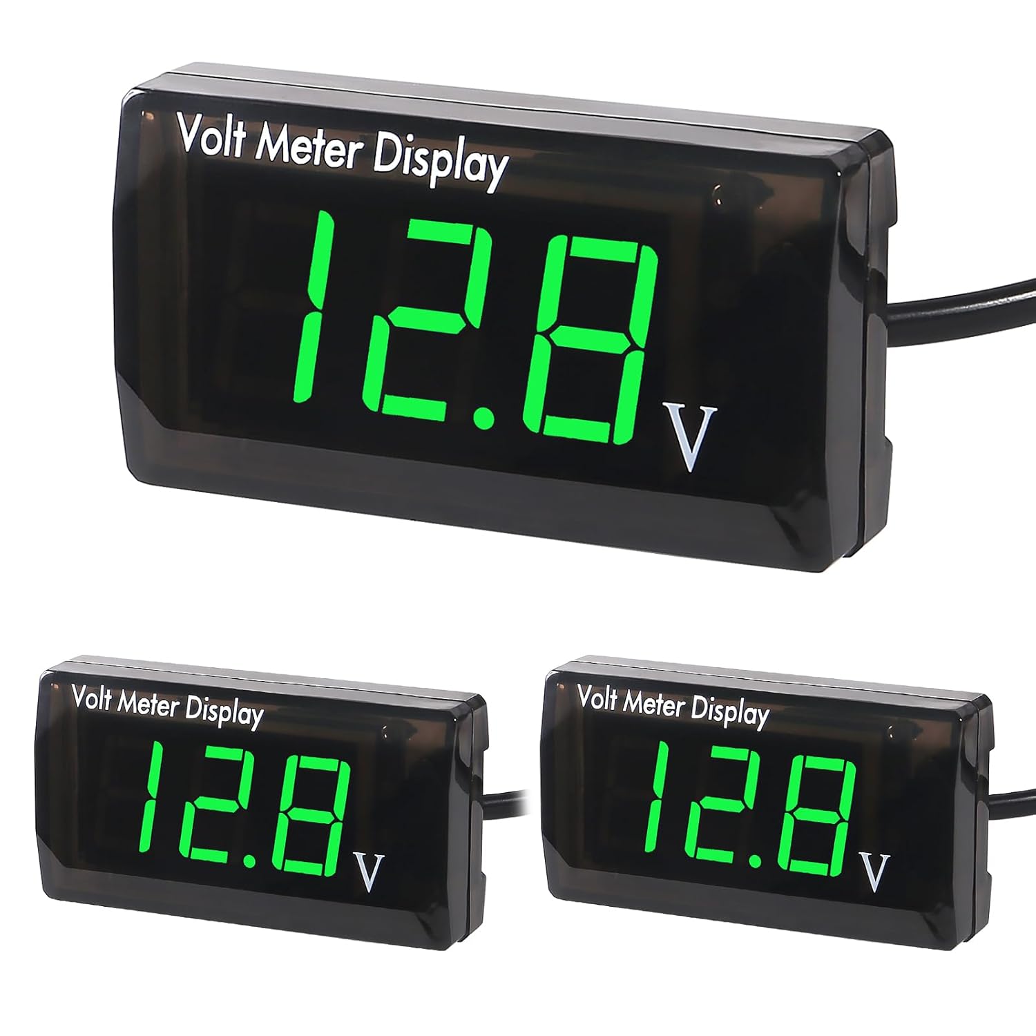 Amazon.com: 3pcs DC 12V Car Digital Voltmeter Gauge DC 5-28V Waterproof ...