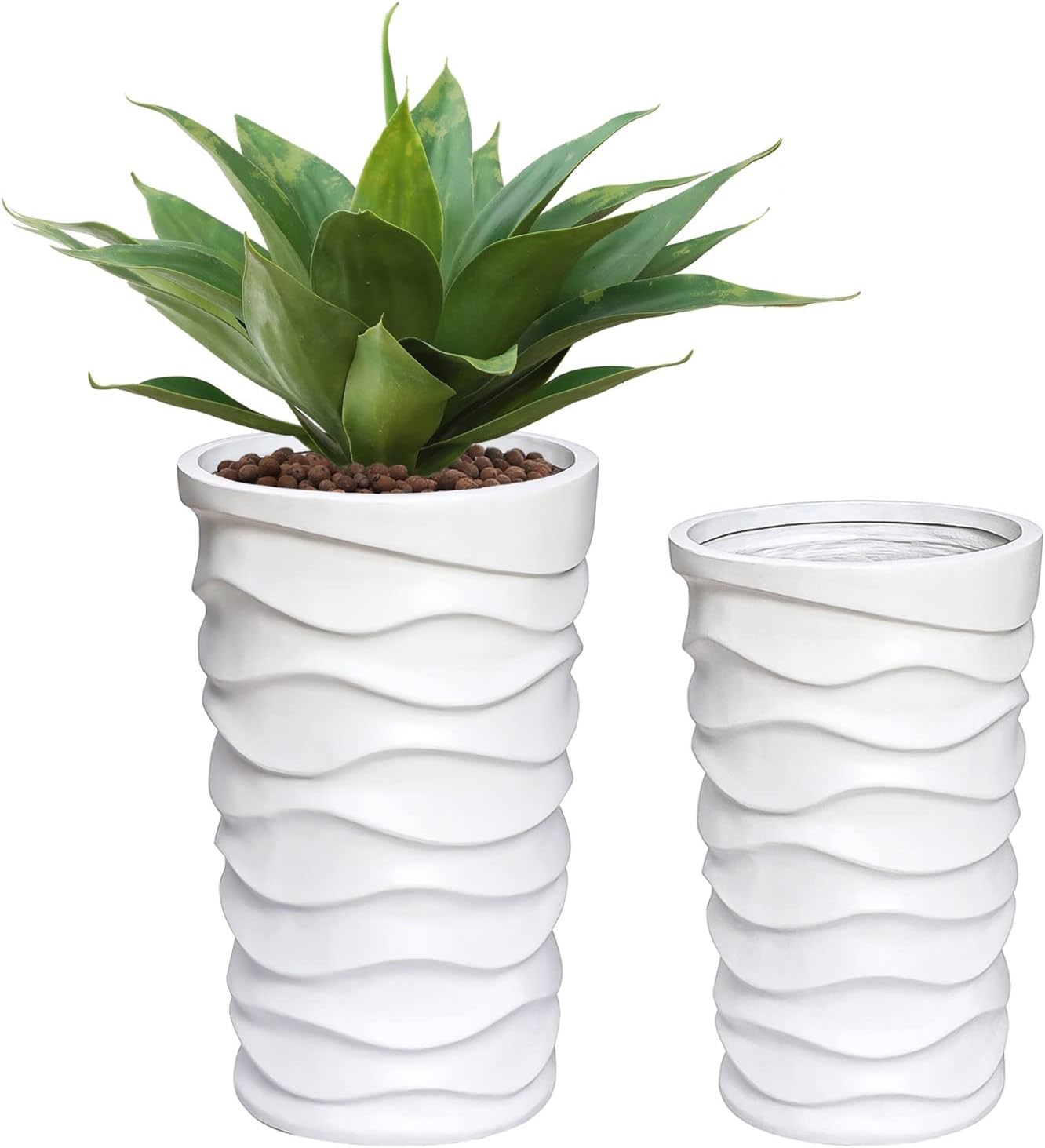 Amazon.com : LuxenHome Planters for Outdoor Plants, Set of 2 Garden ...