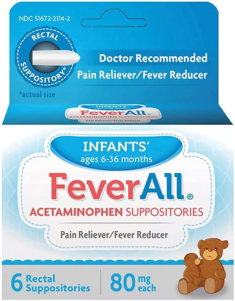 Amazon.com: FeverAll Infants Acetaminophen Suppositories 6 Rectal ...