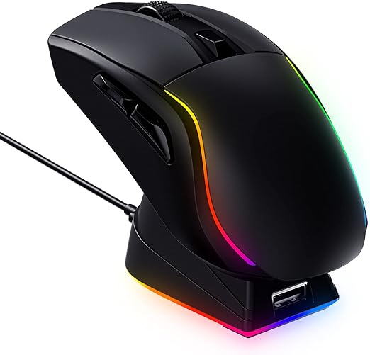 RisoPhy Wireless Gaming Mouse with RGB Magnetic Charging Dock ...