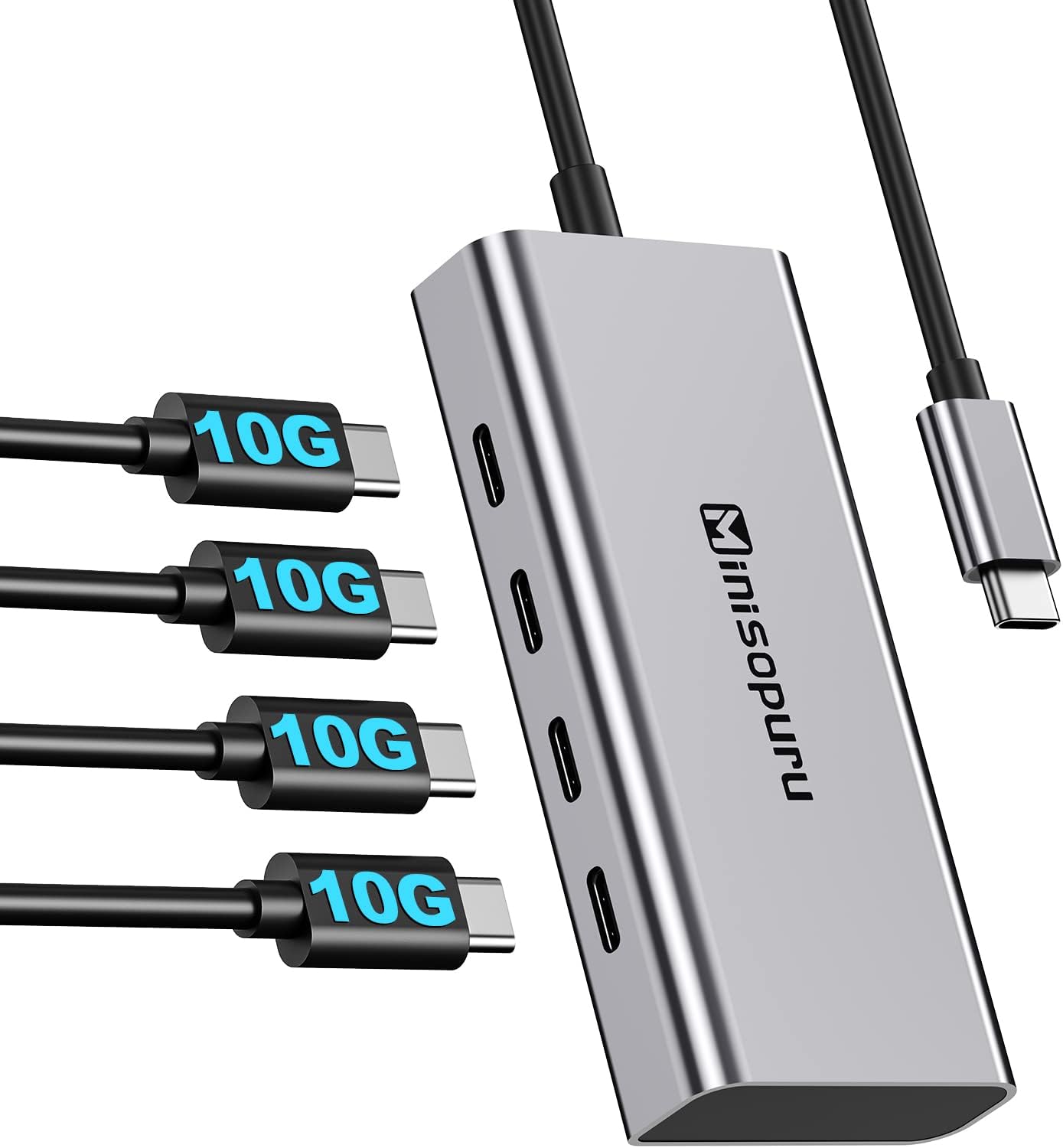 Amazon.com: Minisopuru 4 Ports USB C Hub – 10Gbps USB Hub for Laptop ...