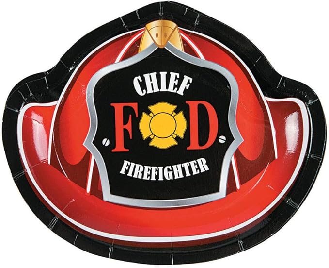 Amazon.com: Adorable Multicolor Paper Firefighter Themed Dessert Plates ...