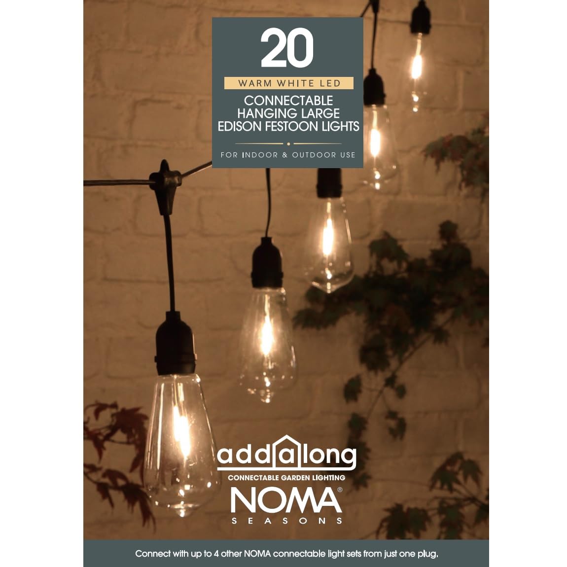Noma 20 Connectable LED Large Edison Festoon Lights with Drop (Pack of ...
