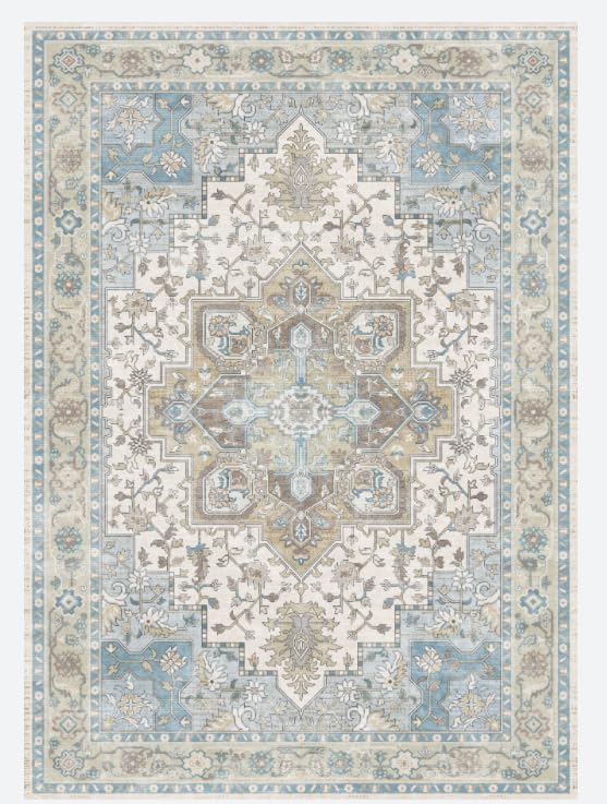 Amazon.com: GENIMO 5x7 Floral Medallion Area Rug Machine Washable Non ...