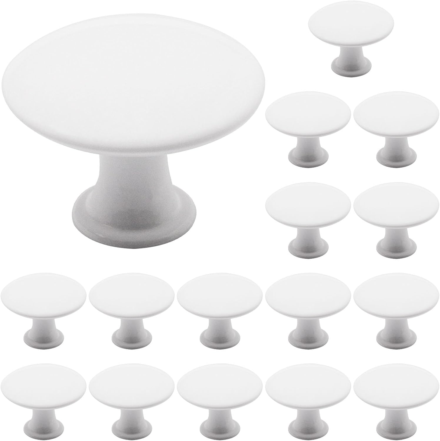 SWZHAI 16 Pcs White Cabinet Knobs, Round Dresser Knob Kitchen Drawer ...
