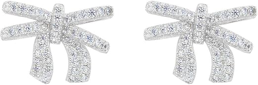 Amazon.com: EVER FAITH 925 Sterling Silver Full Pave CZ Lovely Bowknot ...