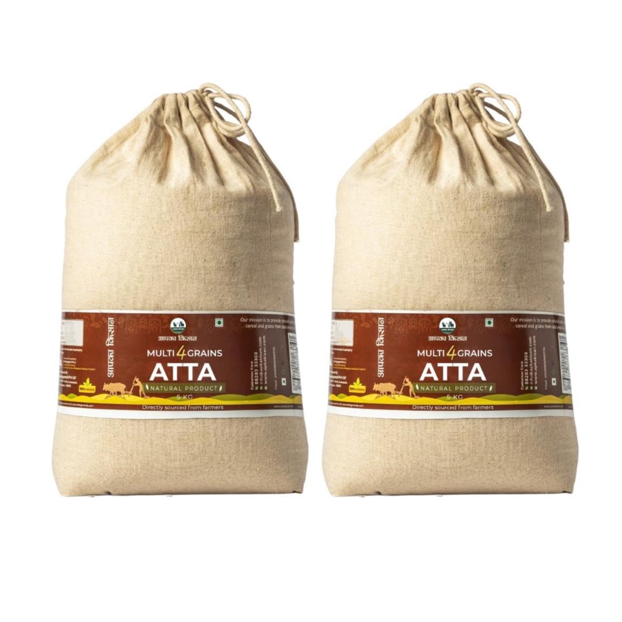 APKA KISAN | MULTI GRAIN CHAKKI FRESH ATTA | 10 KG | WHEAT, MAIZE, JWAR ...