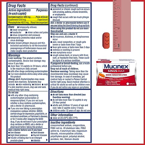 Mucinex Sinus Max Severe Congestion & Pain Relief, Maximum Strength ...