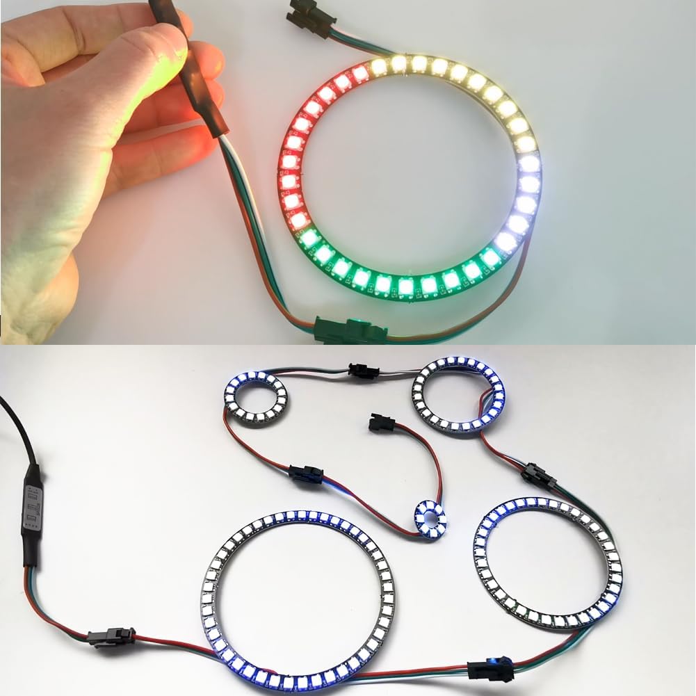 Geekstory 2 unids 16 bits WS2812 5050 RGB LED anillo lámpara luz etapa ...