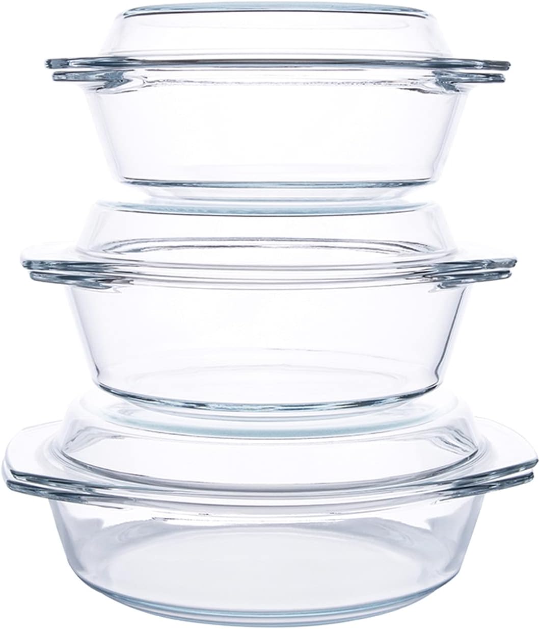 Amazon.com: Simax Casserole Dish Set with Lid, Round Glass Cookware ...
