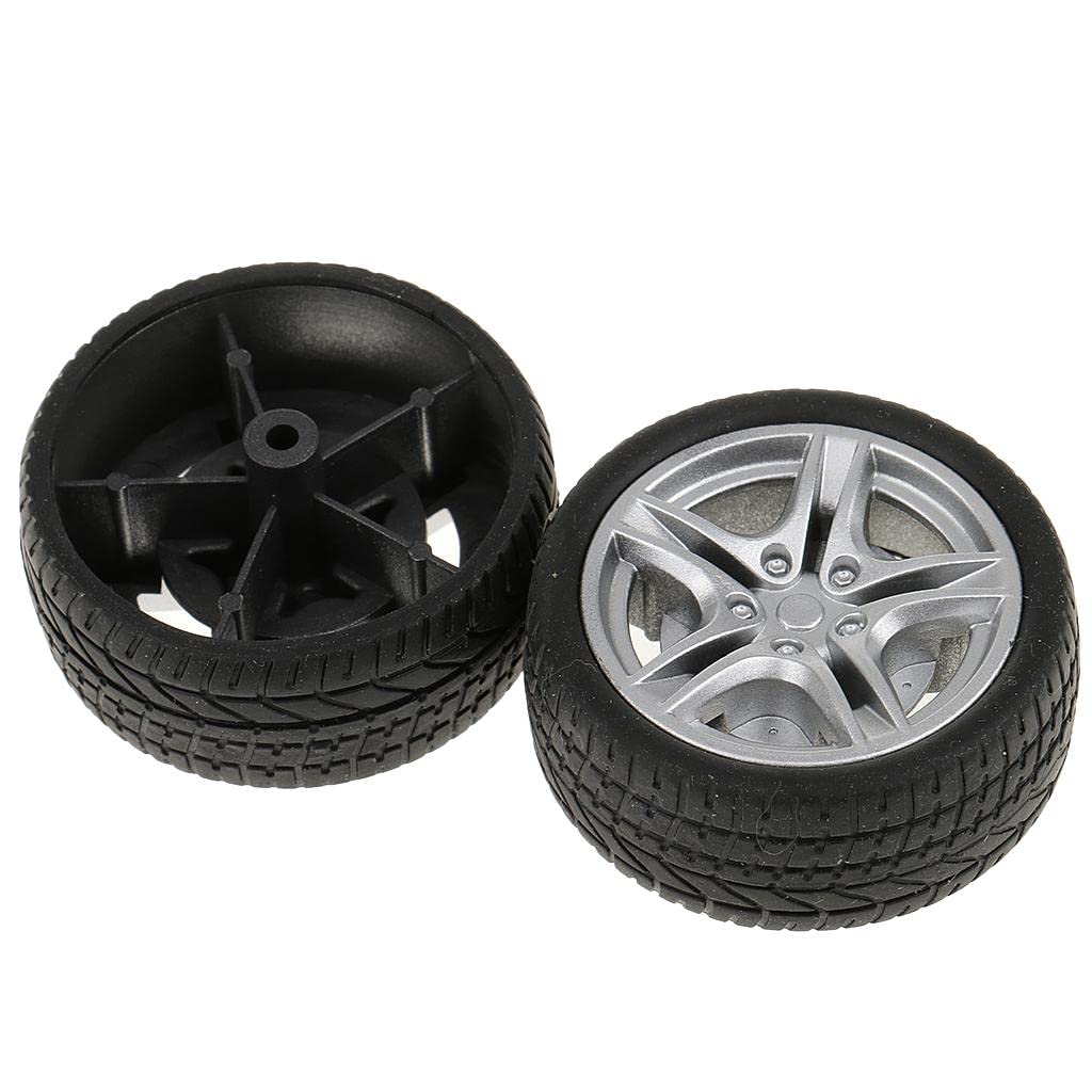 MERISHOPP 2 Pieces 48mm Toy Wheels Flat Drift Tyres DIY Car Spare Parts ...