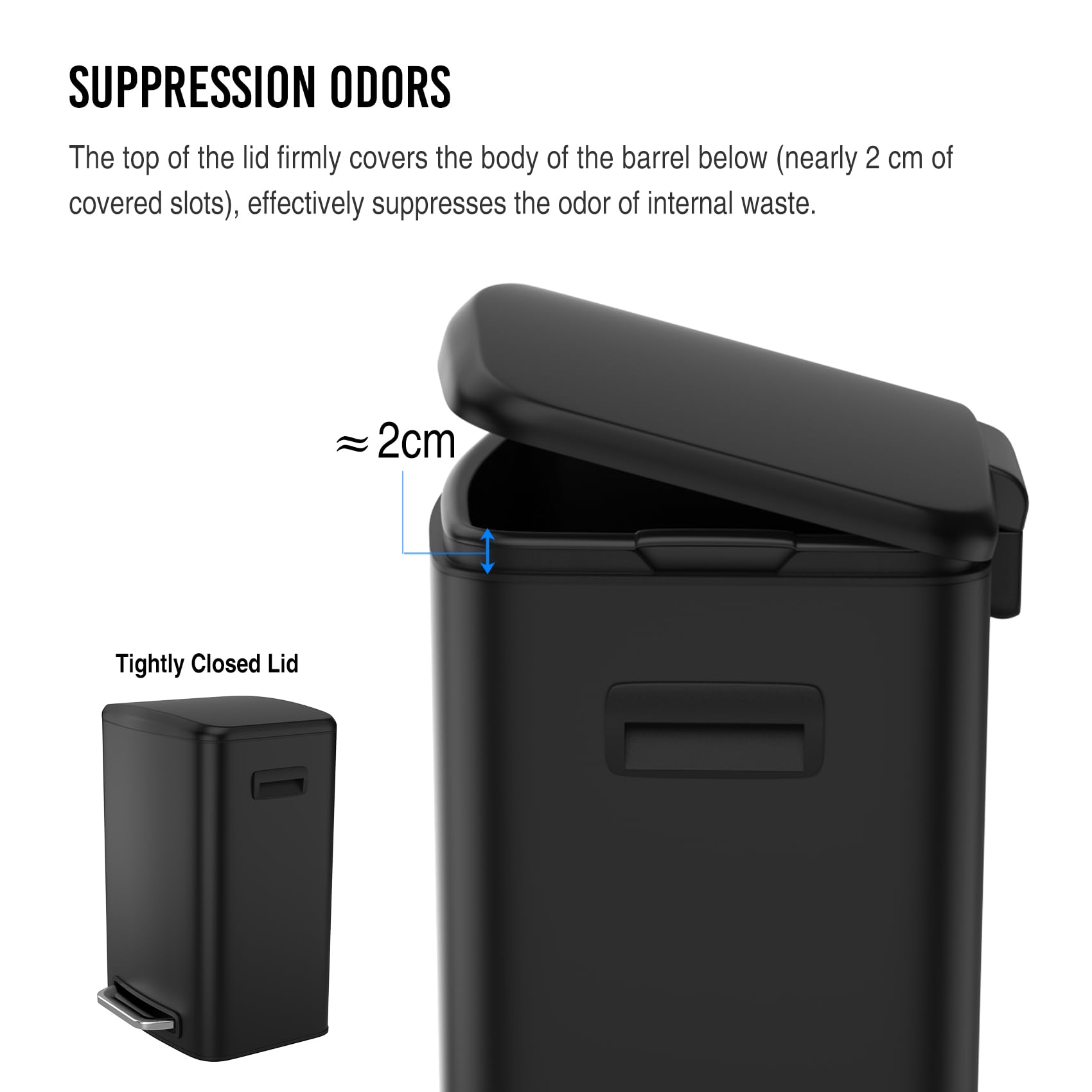 Snapklik.com : Pouseayar 13 Gallon Stainless Steel Foot Pedal Trash Can