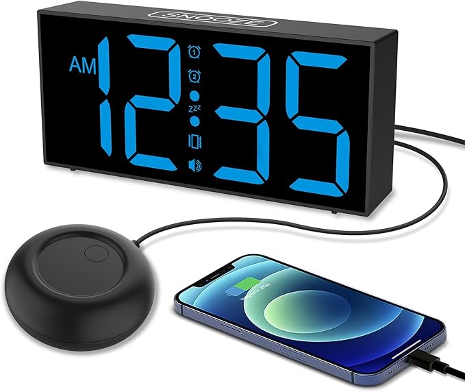 Amazon.com: Netzu Vibrating Alarm Clock for Heavy Sleepers Adults, Loud ...