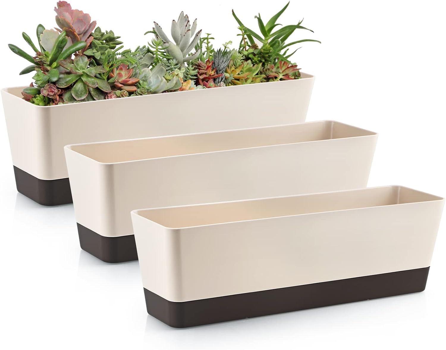 Skelang 3 Pcs 42.5cm Rectangle Flower Pot, Succulent Planter with ...