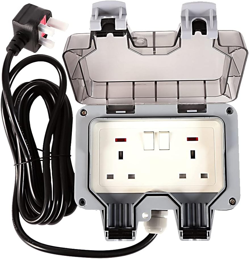 CNBINGO Outdoor Plug Sockets with Waterproof Cover, 3-Metre Extension ...