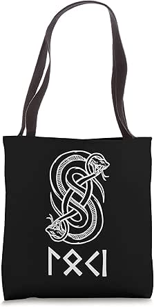 Amazon.com: Loki Name in Norse Runes & Snake Symbol Tote Bag : Clothing ...