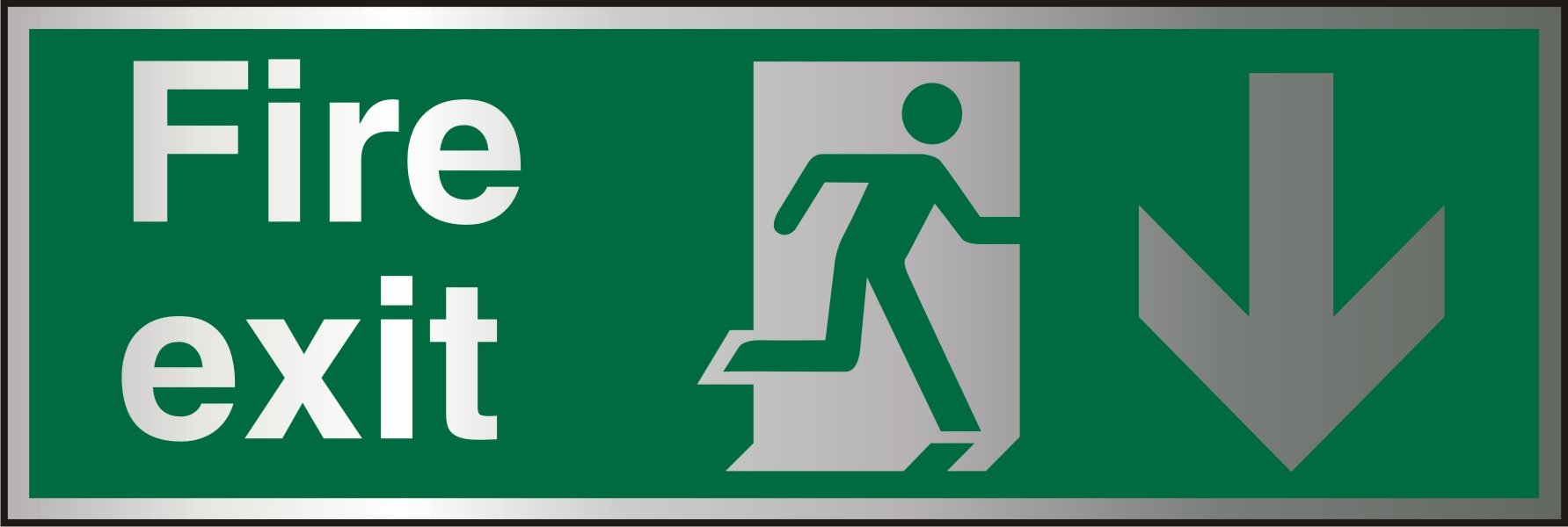 Seco Fire Exit – Fire Exit, Man Running Right, Arrow Pointing Down Sign ...