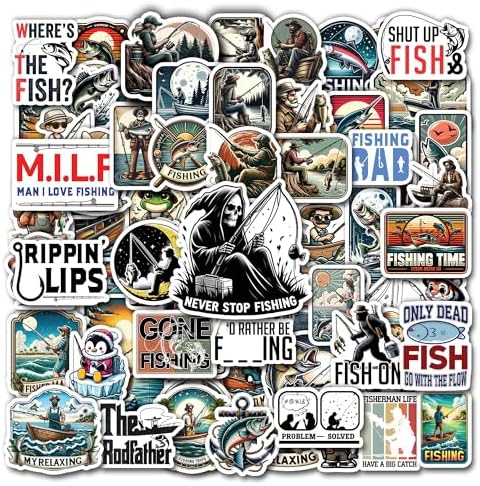 Amazon.com: 100Pcs Funny Fishing Stickers — Fisherman Decals for ...