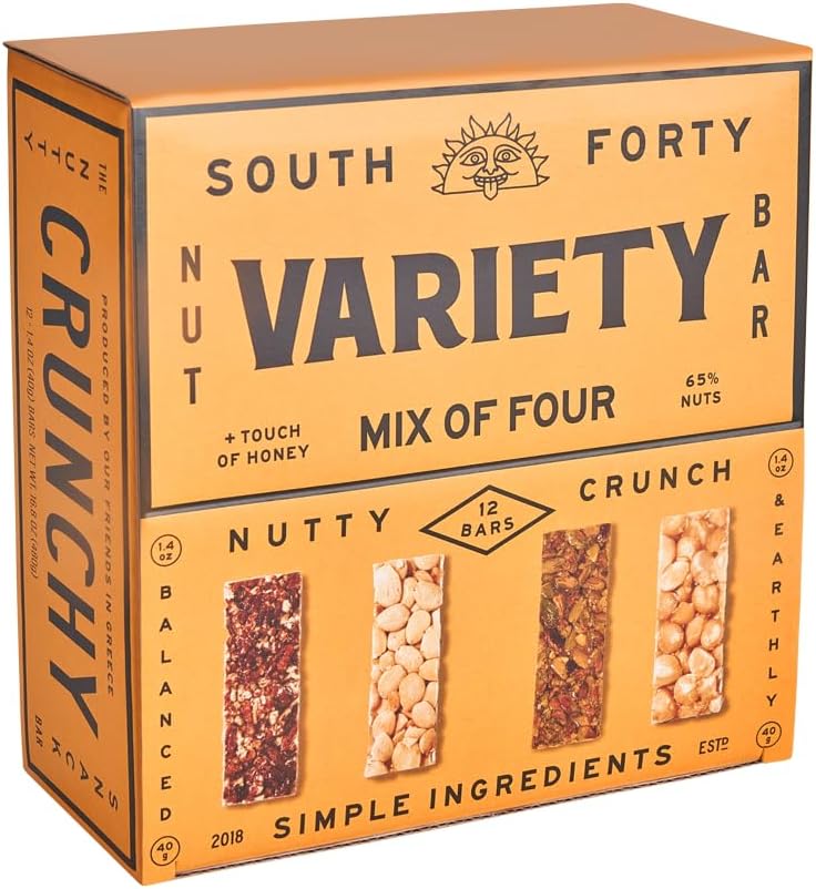 Amazon.com: South 40 Snacks Mix of 4 Premium Nut Bars, Extra Crunchy ...