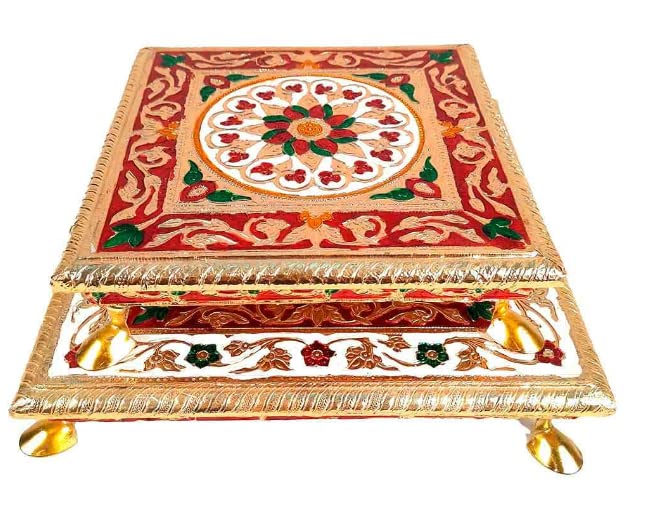 Buy Handicrafts meenakari Wooden bajot/Bajot for Pooja/Bajot for ...