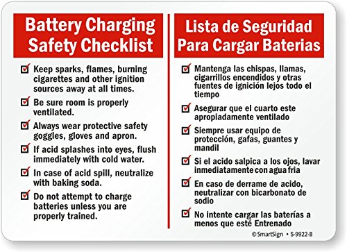 Smartsign S-9922-B-AL-14"Battery Charging Safety Checklist" Aluminum ...