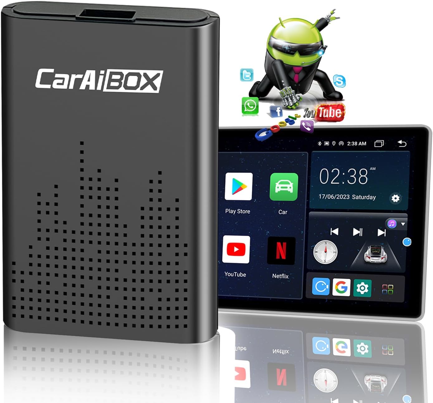 Actualización 2+32GB Autoflix Drivebox Pro, Android 13.0 Adaptador inalámbrico Carplay ...