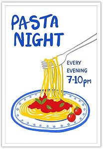 Amazon.com: Trendy Pasta Night Posters Minimalist Foodie Canvas Wall ...