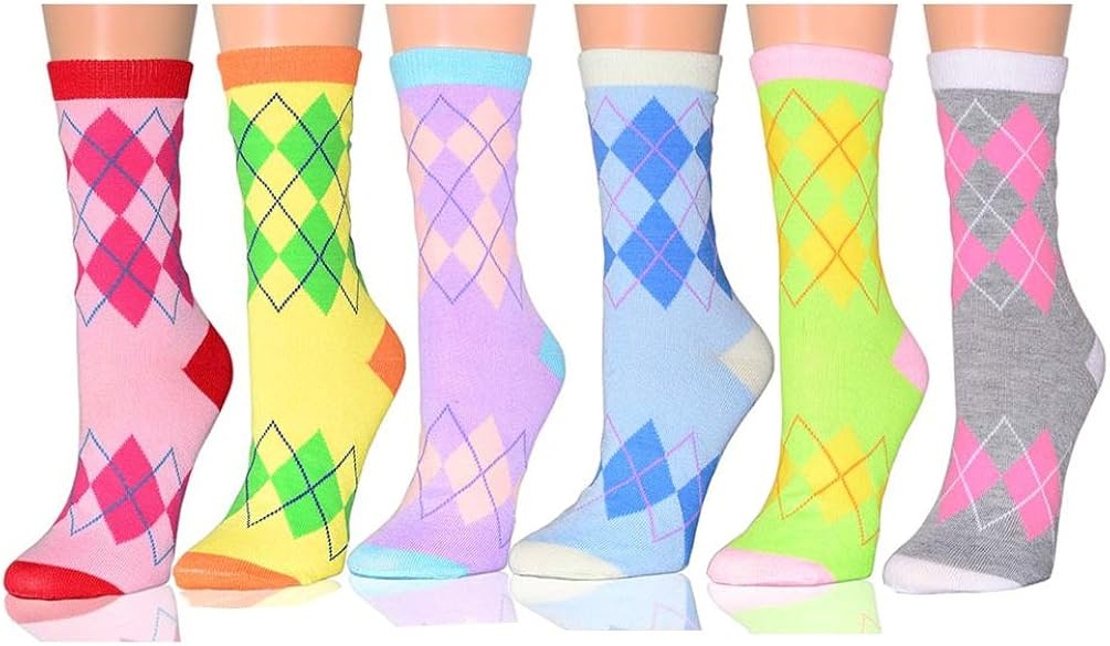 Amazon.com: Differenttouch 6 Pairs Womens Fancy Design Multi Color ...